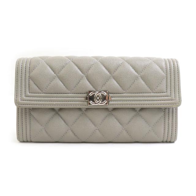 CHANEL シャネル ボーイシャネル 長財布 グレー 14055 レディース【中古】 h31537g