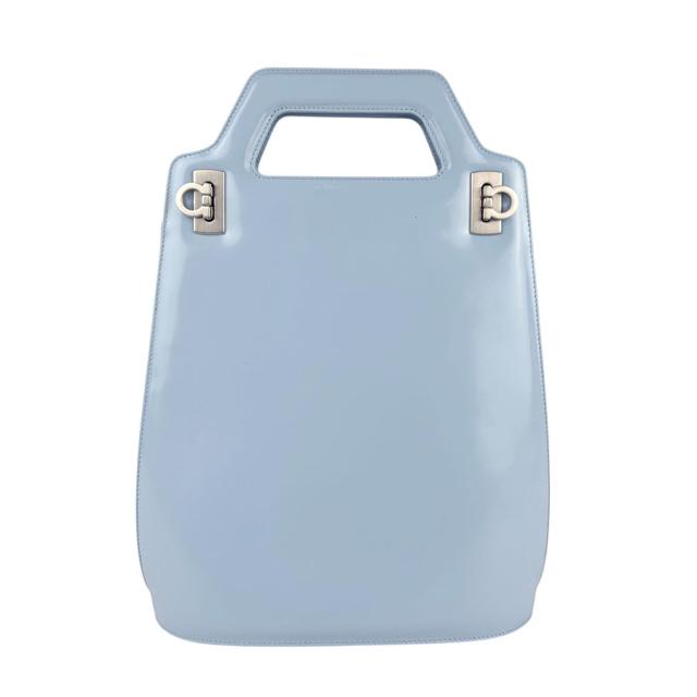 Salvatore Ferragamo サルヴァトーレフェラガモ ガンチーニ ハンドバッグ ショルダーバッグ ライトブルー 14067 レディース【中古】 z6989