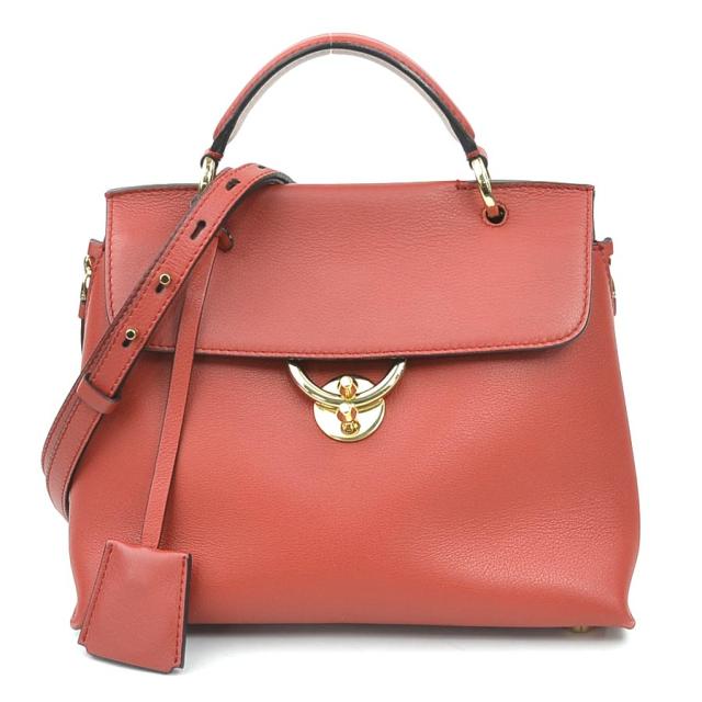 Salvatore Ferragamo サルヴァトーレフェラガモ ガンチーニ ハンドバッグ ショルダーバッグ レッド×アイボリー 14060 レディース【中古】 h31556a