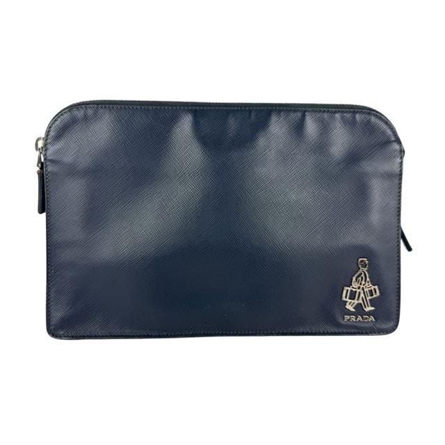 PRADA プラダ セカンドバッグ ネイビー 14066 メンズ【中古】 z7050