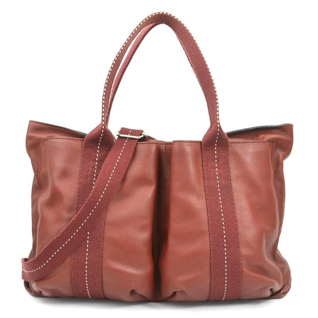 HERMES エルメス キャラバンホリゾンタルMM ハンドバッグ ショルダーバッグ レッドブラウン 14057 ユニセックス【中古】 56353a