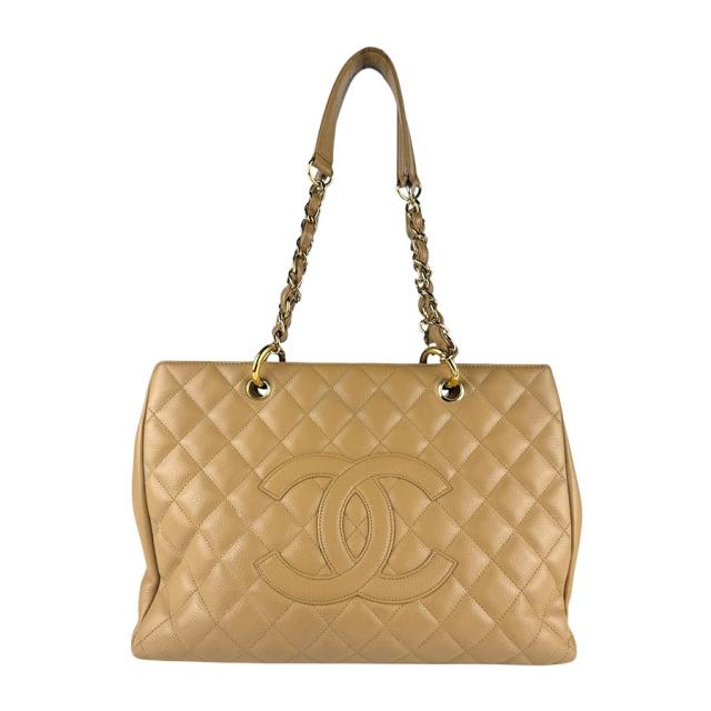 CHANEL シャネル グランドショッピングトート GST ショルダーバッグ ベージュ 14059 レディース【中古】 z7201