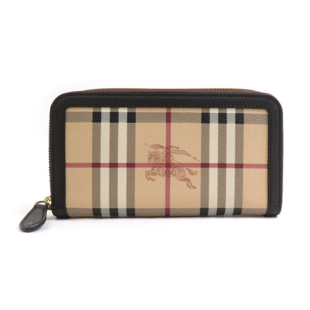 BURBERRY バーバリー ラウンドファスナー長財布 ブラウン×ベージュ 14059 ユニセックス【中古】 56386k
