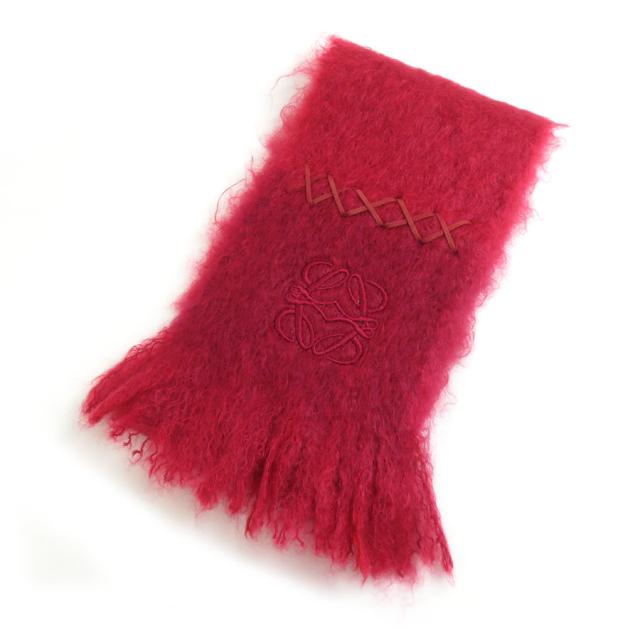 LOEWE ロエベ アナグラム マフラー レッド 14060 レディース【中古】 e61062a