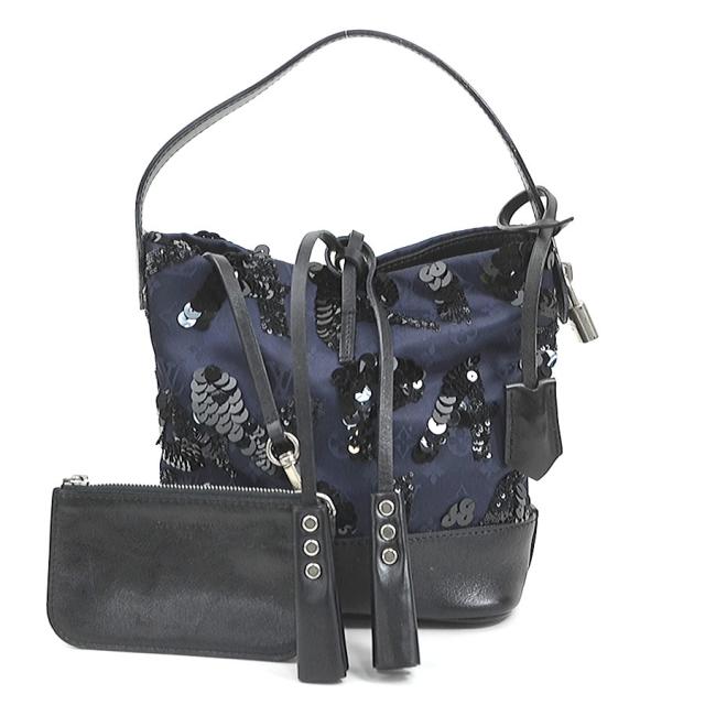 LOUIS VUITTON ルイ ヴィトン NN14 スポットライトPM モノグラムサテン M94601 ハンドバッグ ネイビー/ブラック 14066 レディース【中古】 e61074g