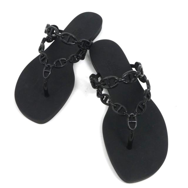 HERMES エルメス アイランド サンダル ブラック 14054 レディース【中古】 e61079g