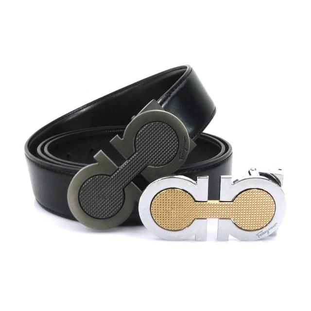 Salvatore Ferragamo サルヴァトーレフェラガモ ガンチーニ ベルト ブラック 14054 メンズ【中古】 e61080j