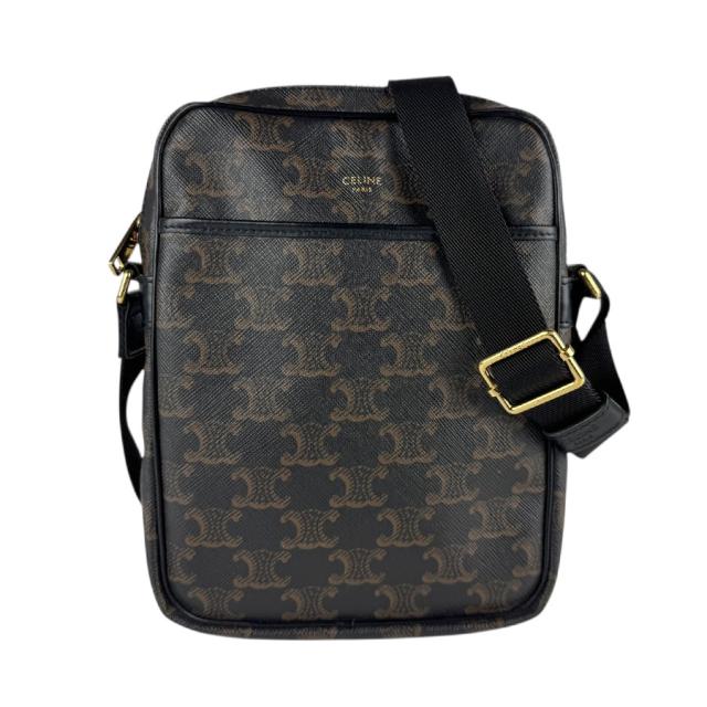 CELINE セリーヌ バーティカル メッセンジャーバッグ 斜め掛けショルダーバッグ ブラック/ブラウン 14054 レディース【中古】 z7478