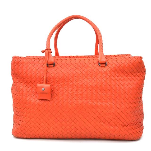 BOTTEGAVENETA ボッテガヴェネタ イントレチャート ハンドバッグ オレンジレッド 14060 ユニセックス【中古】 h31695g
