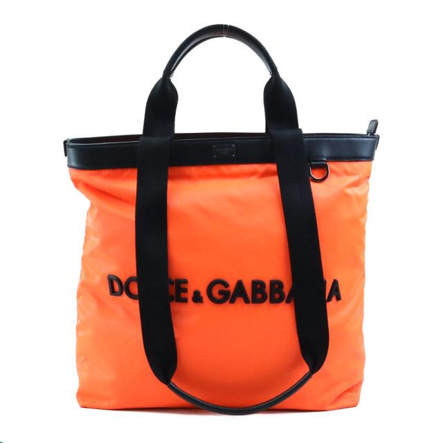 DOLCE&GABBANA ドルチェアンドガッバーナ ショルダーバッグ トートバッグ ネオンオレンジ×ブラック 14062 ユニセックス【中古】 r10880g