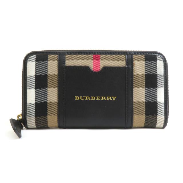 BURBERRY バーバリー ラウンドファスナー長財布 ブラック×ブラウン 14054 ユニセックス【中古】 r10885k