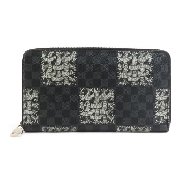 LOUIS VUITTON ルイ ヴィトン クリストファー ネメス ダミエ グラフィット N61214 オーガナイザー ラウンドファスナー長財布 ブラック 14054 メンズ【中古】 r10886a