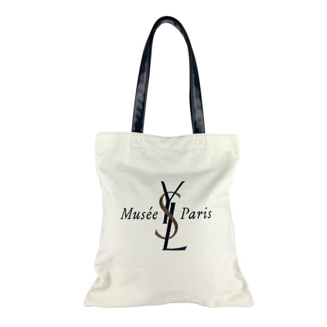 YVES SAINT LAURENT イヴ サンローラン ショルダーバッグ トートバッグ アイボリー×ブラック 14056 レディース【中古】 z7613