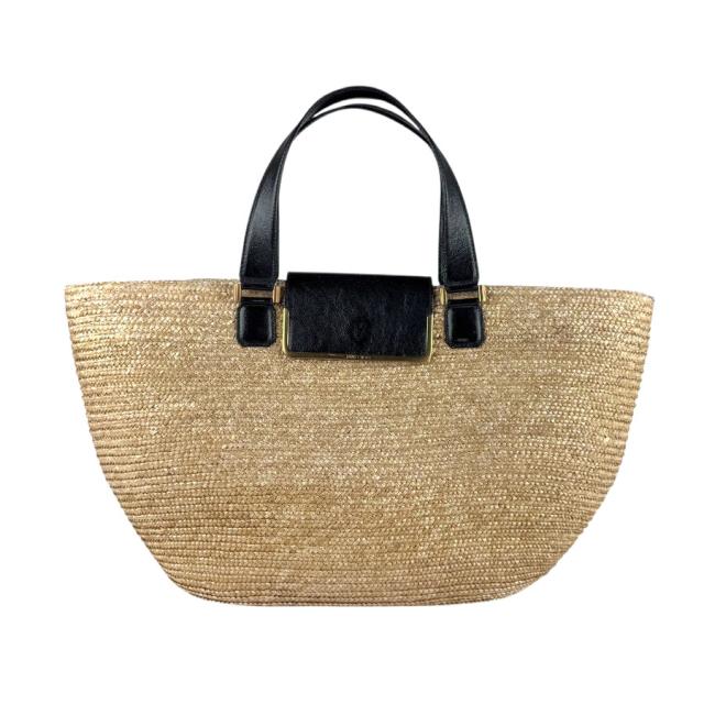 JIMMY CHOO ジミーチュウ ハンドバッグ かごバッグ ベージュ/ブラック 14059 レディース【中古】 z7666