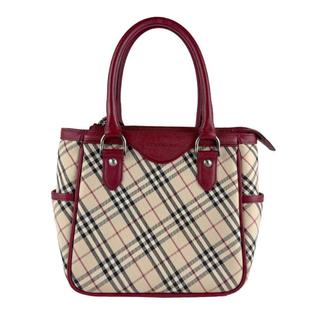 BURBERRY バーバリー ハンドバッグ レッド×ベージュ 14060 レディース【中古】 z7696