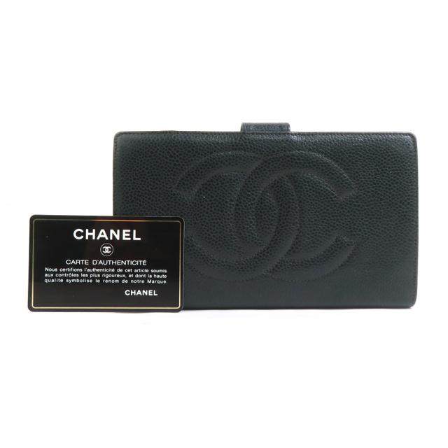 CHANEL シャネル 二つ折り財布 ブラック 14054 レディース【中古】 e61115i