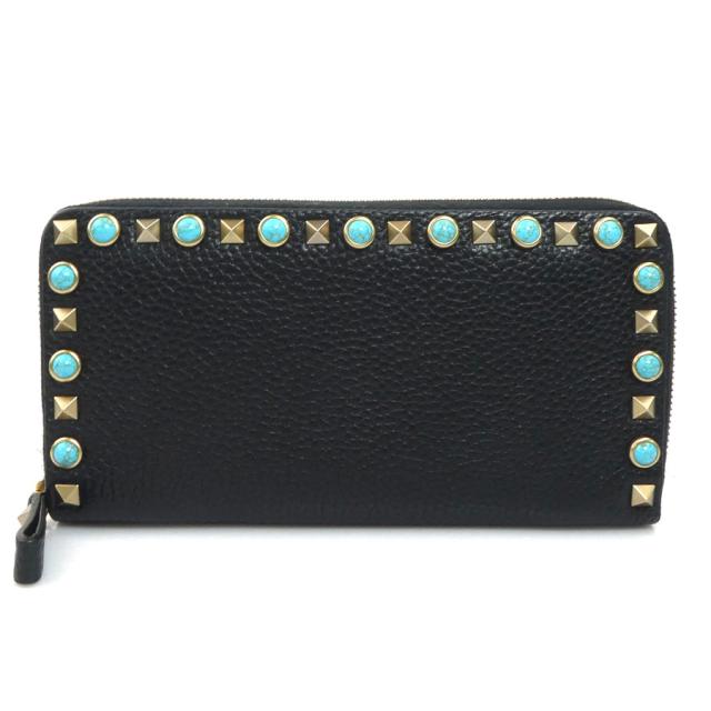 Valentino Garavani ヴァレンティノ ガラヴァーニ ラウンドファスナー長財布 ブラック 14054 レディース【中古】 h31723a