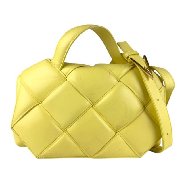 BOTTEGAVENETA ボッテガヴェネタ マキシイントレチャート ショルダーバッグ イエロー 14063 レディース【中古】 z7761