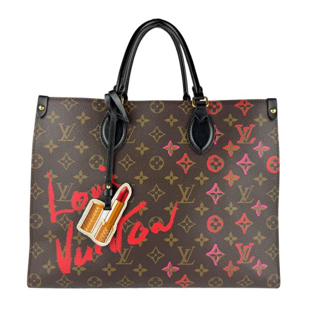 LOUIS VUITTON ルイ ヴィトン オンザゴーMM フォールインラブ モノグラム 香港限定 M45888 ショルダーバッグ ハンドバッグ ブラウン 14057 レディース【中古】 z7816