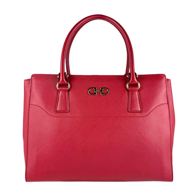 Salvatore Ferragamo サルヴァトーレフェラガモ ガンチーニ ショルダーバッグ ハンドバッグ レッド 14060 レディース【中古】 z7845