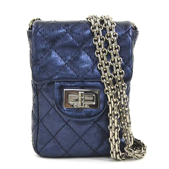 CHANEL シャネル ショルダーバッグ ミニポーチ メタリックネイビー 14066 レディース【中古】 90212a