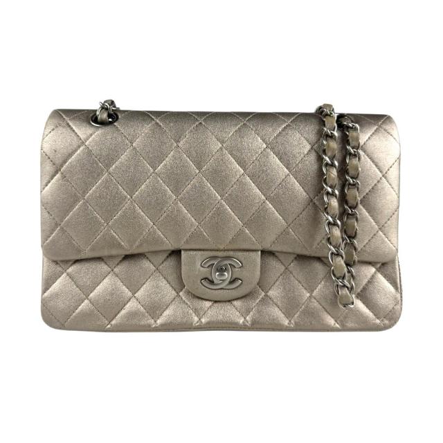 CHANEL シャネル ダブルフラップ マトラッセ ショルダーバッグ シャンパンゴールド/シルバー 14068 レディース【中古】 z7903