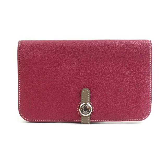 HERMES エルメス ドゴンGM 長財布 トスカ×エトゥープ 14070 ユニセックス【中古】 h31758a