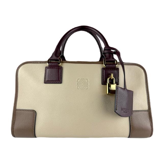 LOEWE ロエベ アマソナ ハンドバッグ ライトベージュ/ブラウン/パープル 14059 レディース【中古】 z7949