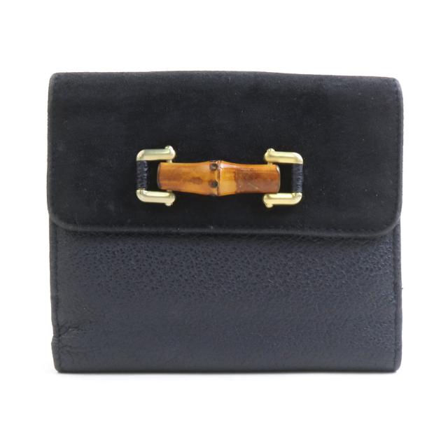 GUCCI グッチ バンブー 二つ折り財布 ネイビー 14066 ユニセックス【中古】 e61197a