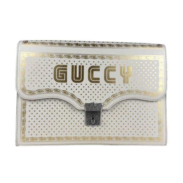GUCCI グッチ GUCCY 510422 クラッチバッグ ホワイト系 14056 メンズ【中古】 z7998