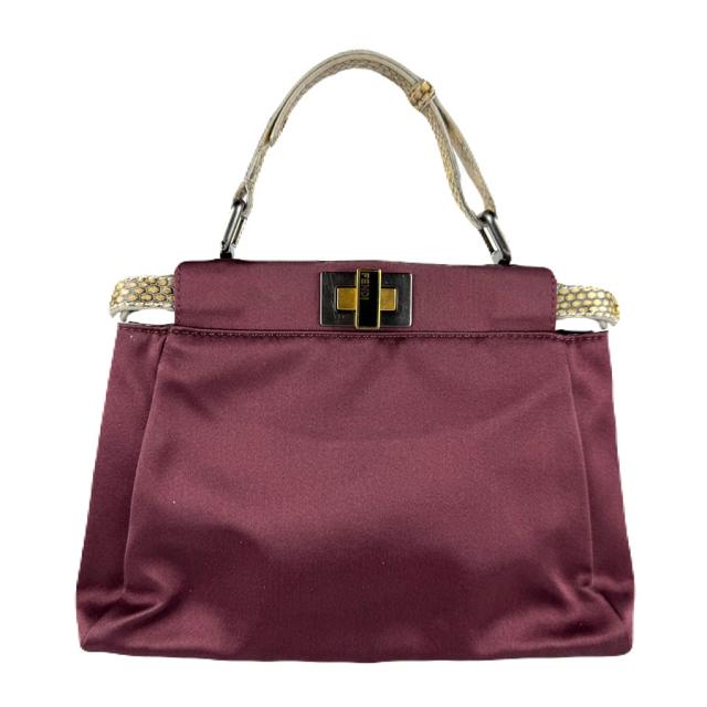 FENDI フェンディ ピーカブー ミニ 8BN227/HXP ハンドバッグ 斜め掛けショルダーバッグ バーガンディ/ベージュ 14070 レディース【中古】 z8014