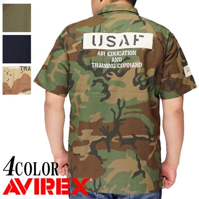 AVIREX アビレックス アヴィレックス ミリタリー シャツ ステンシル パッチド 半袖 6115116 送料無料