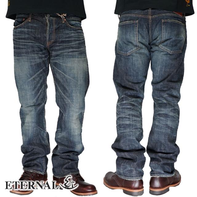 ETERNAL エターナル ジーンズ 5ポケット ローライズストレート レギュラー デニム ハンドウォッシュ加工 岡山 児島 日本製 52291 送料無料