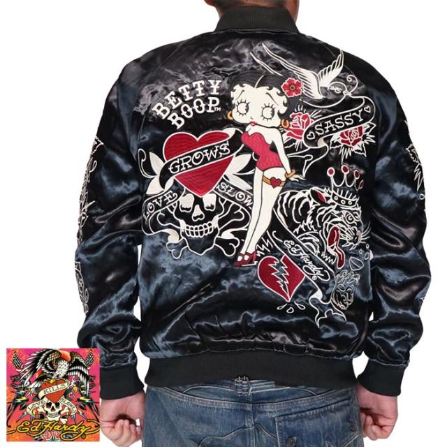 ED HARDY エドハーディー ベティブープ コラボ スカジャン メンズ 総刺繍 リバーシブル スーベニア ジャケット BED-2401 送料無料