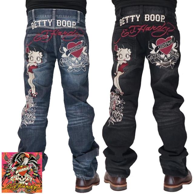 ED HARDY エドハーディー ベティブープ ベティー コラボ ジーンズ デニム メンズ BED-2402 送料無料