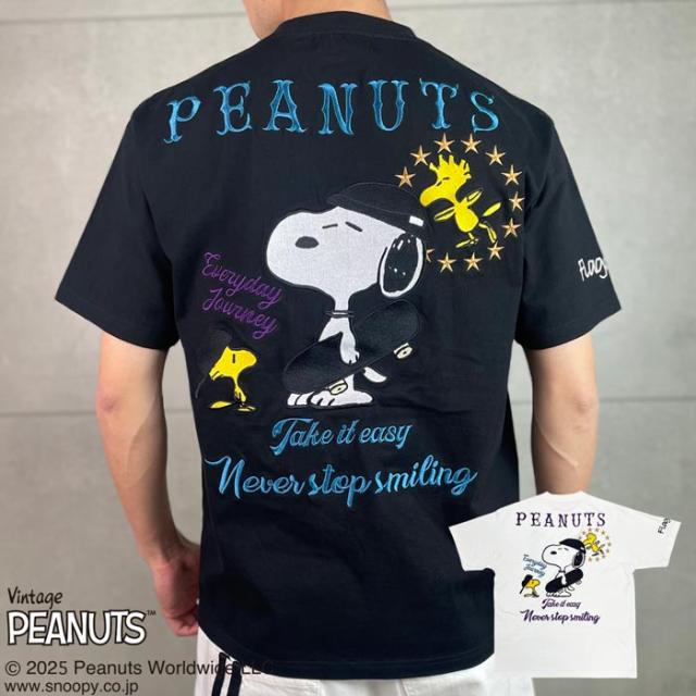 フラッグスタッフ FLAGSTAFF スヌーピー コラボ Tシャツ 半袖 刺繍 メンズ BEAGLE 452098 送料無料