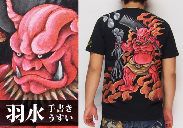 羽水[うすい] 赤鬼 手描き 和柄Tシャツ/半袖/rase01/送料無料