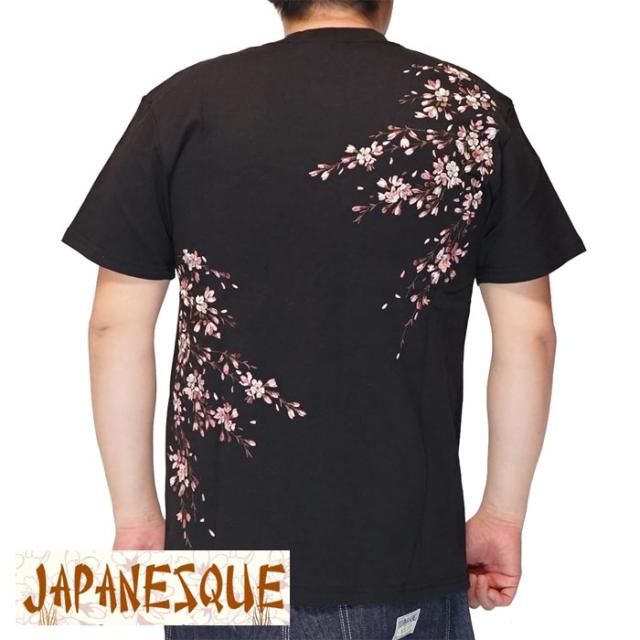 JAPANESQUE ｼﾞｬﾊﾟﾈｽｸ 和柄 Tシャツ メンズ 桜刺繍 ST-501 送料無料