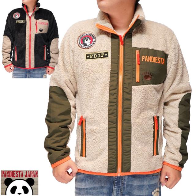 パンディエスタ PANDIESTA ジップジャケット ソフトフリース 布帛切替 メンズ パンダ 和柄 533563 送料無料