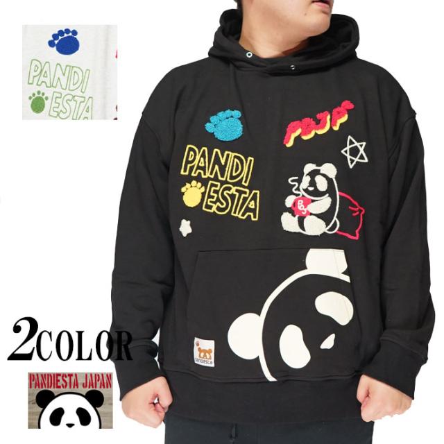 パンディエスタ PANDIESTA プル パーカー 和柄 メンズ パンダ ランダム刺繍 ビッグサイズ 和柄 561211 送料無料
