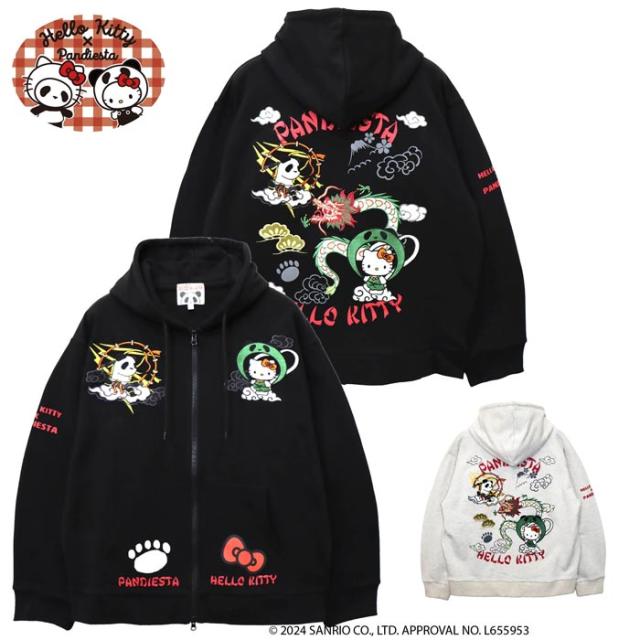 パンディエスタ PANDIESTA Hello Kitty ハローキティ コラボ パーカー メンズ レディース 熊猫風雷神 フルジップ パーカー 564406 送料無料