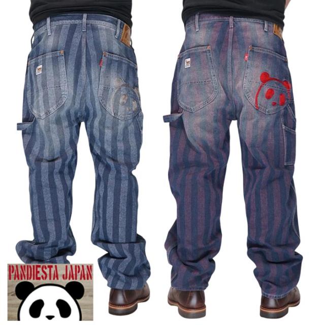 パンディエスタ PANDIESTA パンダ ジーンズ ワイドペインター デニム ストライプデニムジャガード 和柄 585651 送料無料