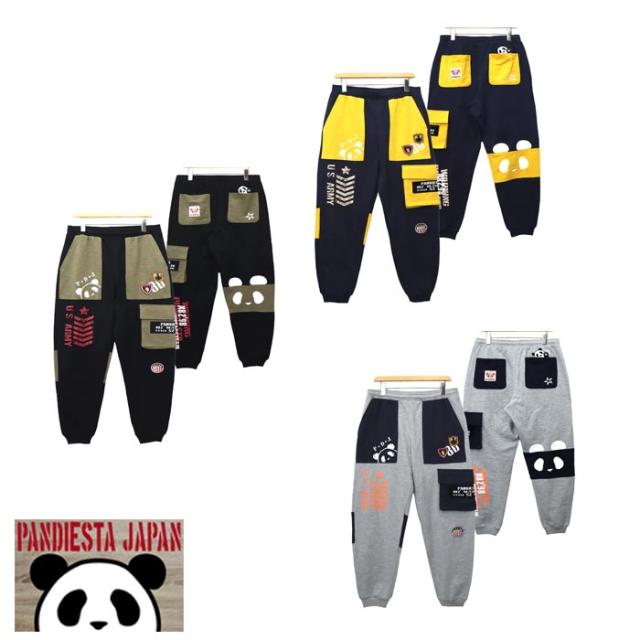 パンディエスタ PANDIESTA ミリタリー切替 スウェット パンツミリタリー切替 スウェット パンツ パンダ メンズ ユニセックス 和柄 585951 送料無料