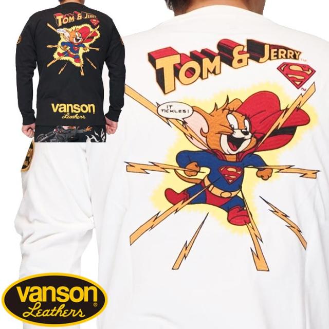 VANSON バンソン トムとジェリー コラボ ロングTシャツ メンズ ジェリー スーパーマン 100周年 TJV-2439 送料無料