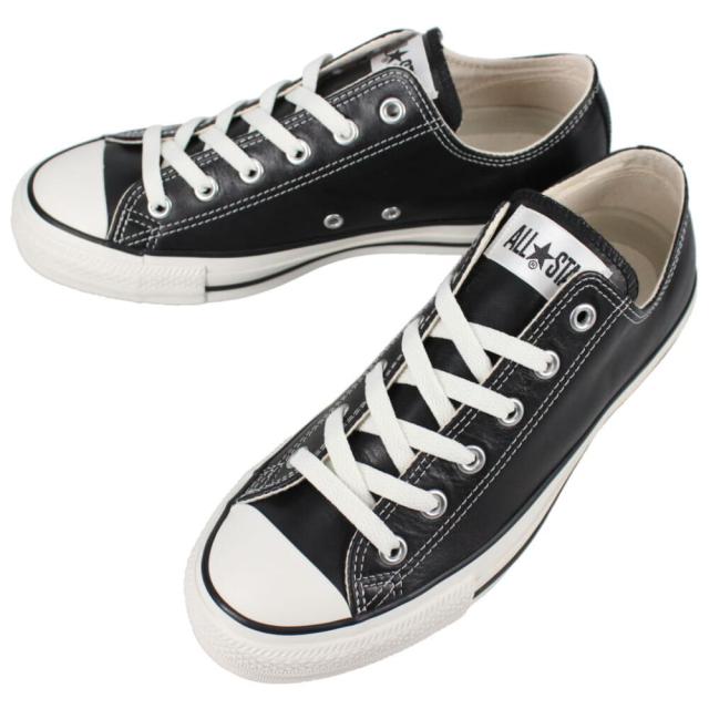 交換送料片道無料 コンバース CONVERSE スニーカー オールスター R オリーブ グリーン レザー オックス ALL STAR R OLIVE GREEN LEATHER OX ブラック 1SD419