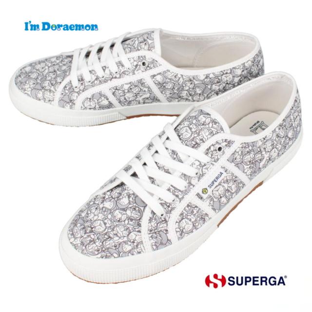 交換送料片道無料 スペルガ SUPERGA スニーカー アイムドラえもん 2750 ドラえもん オーバーラッピング プリント ホワイト/グレードラえもんプリント 3A4138FW WHT A00 S4138FW A00