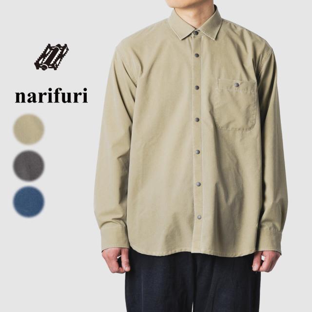ナリフリ narifuri NFC ピグメント メッシュ シャツ NF4050 032（ベージュ）035（ブラウン）079（オールドブルー）