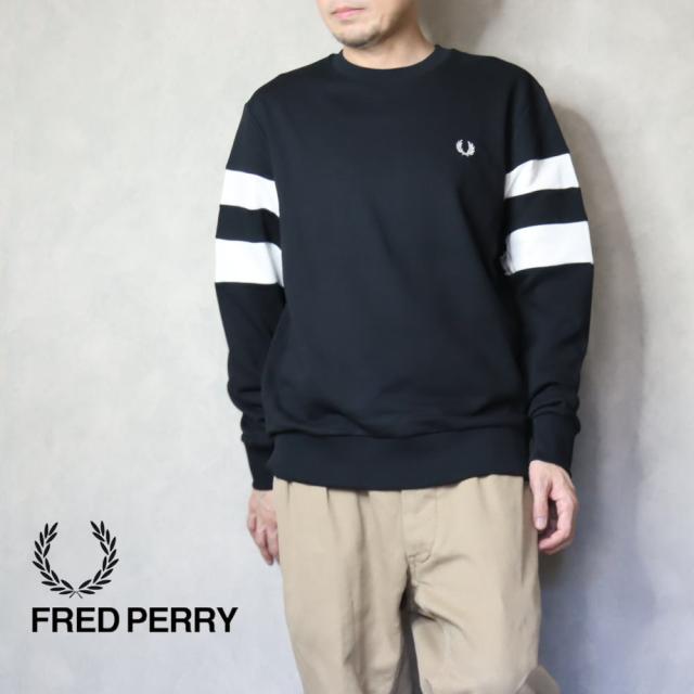 フレッドペリー FRED PERRY ティップド スリーブ スウェットシャツ  TIPPED SLEEVE SWEATSHIRT M5544 102 ブラック