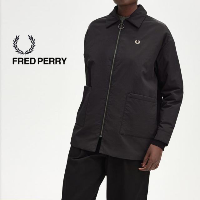フレッドペリー FRED PERRY パッチド ジップ スルー オーバーシャツ Padded Zip-Through Overshirt J8102 102(BLACK)