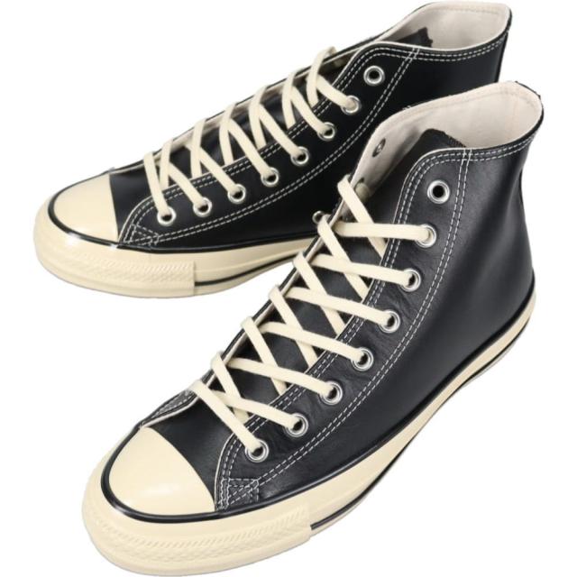 コンバース CONVERSE スニーカー レザー オールスター US ハイ LEATHER ALL STAR US HI BLACK ブラック